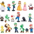 Mario Bros 18-Pack Action Figures - Princess, Turtle, Mushroom, Donkey ...