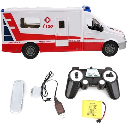 Red Car Toy Simulation Ambulance Rechargeable Car Model Toy 1:18 Scale ...