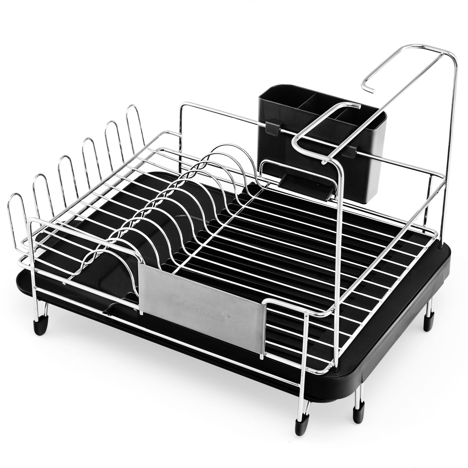 Costway Dish Drying Rack Stainless Steel Expandable Dish Rack w ...