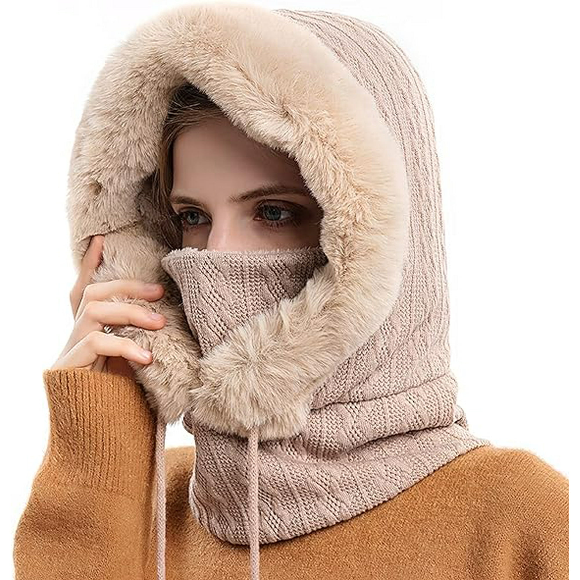 Qkurt Balaclava Windproof Ski Mask Fleece Hood Winter Warm Hat With Neck Cover Face Cover Mask For Women