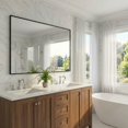 55 x 30 Inch Black Wall-Mounted Bathroom Mirror for Double Vanity ...