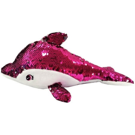 Reversible Sequin Stuffed Dolphin Sea Animals Soft Plush Toy with ...