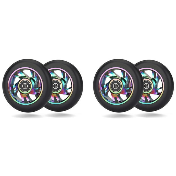 4 Pcs 100mm Scooter Replacement Wheels with Bearing Stunt Scooter Pu ...
