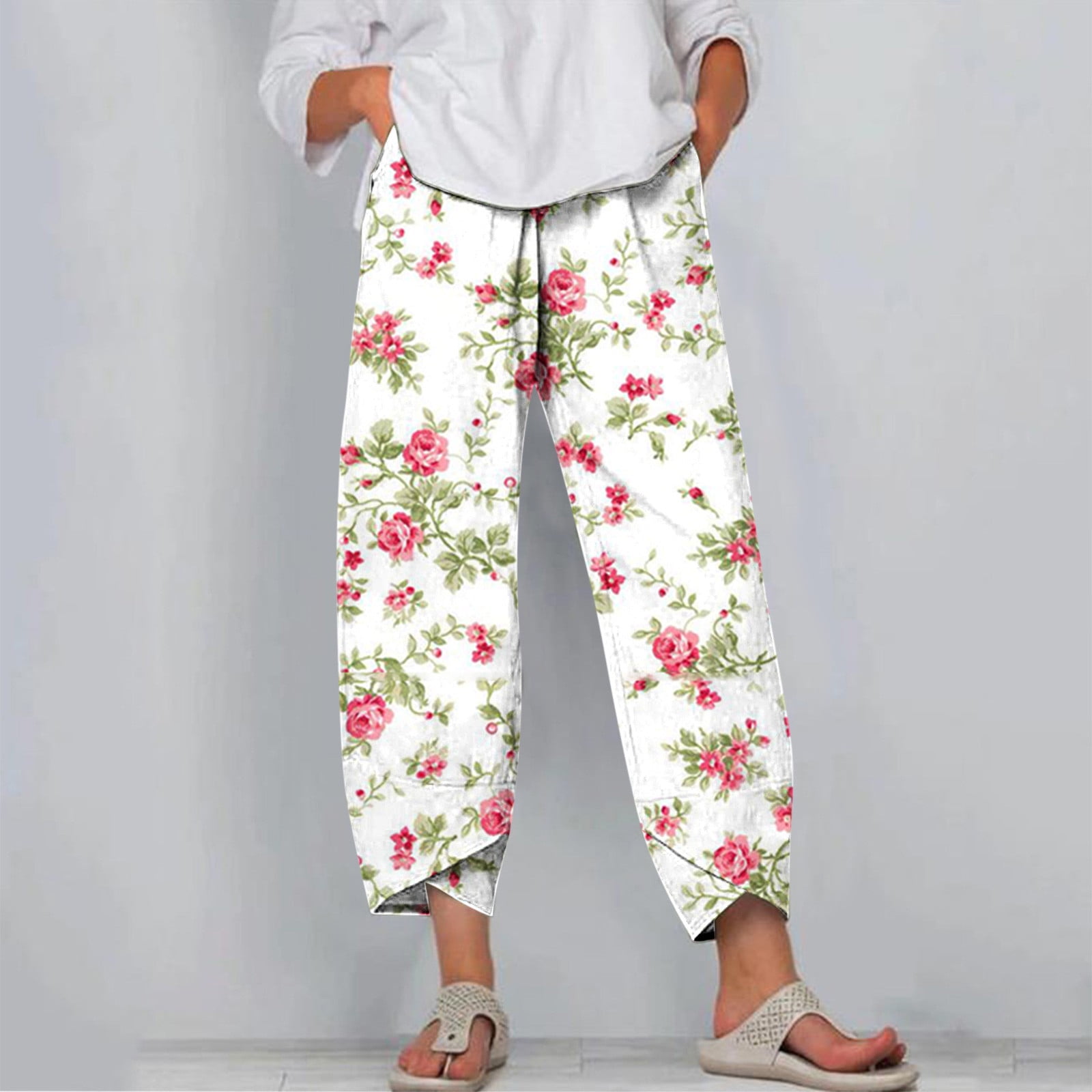 HUPOM Handerpants Gloves Cargo Pants Legging High Waist Rise Full ...