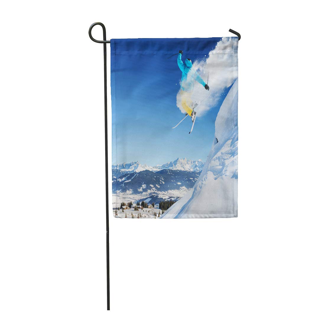 POGLIP Red Ski Jumping Skier Winter Sport Mountain Garden Flag ...