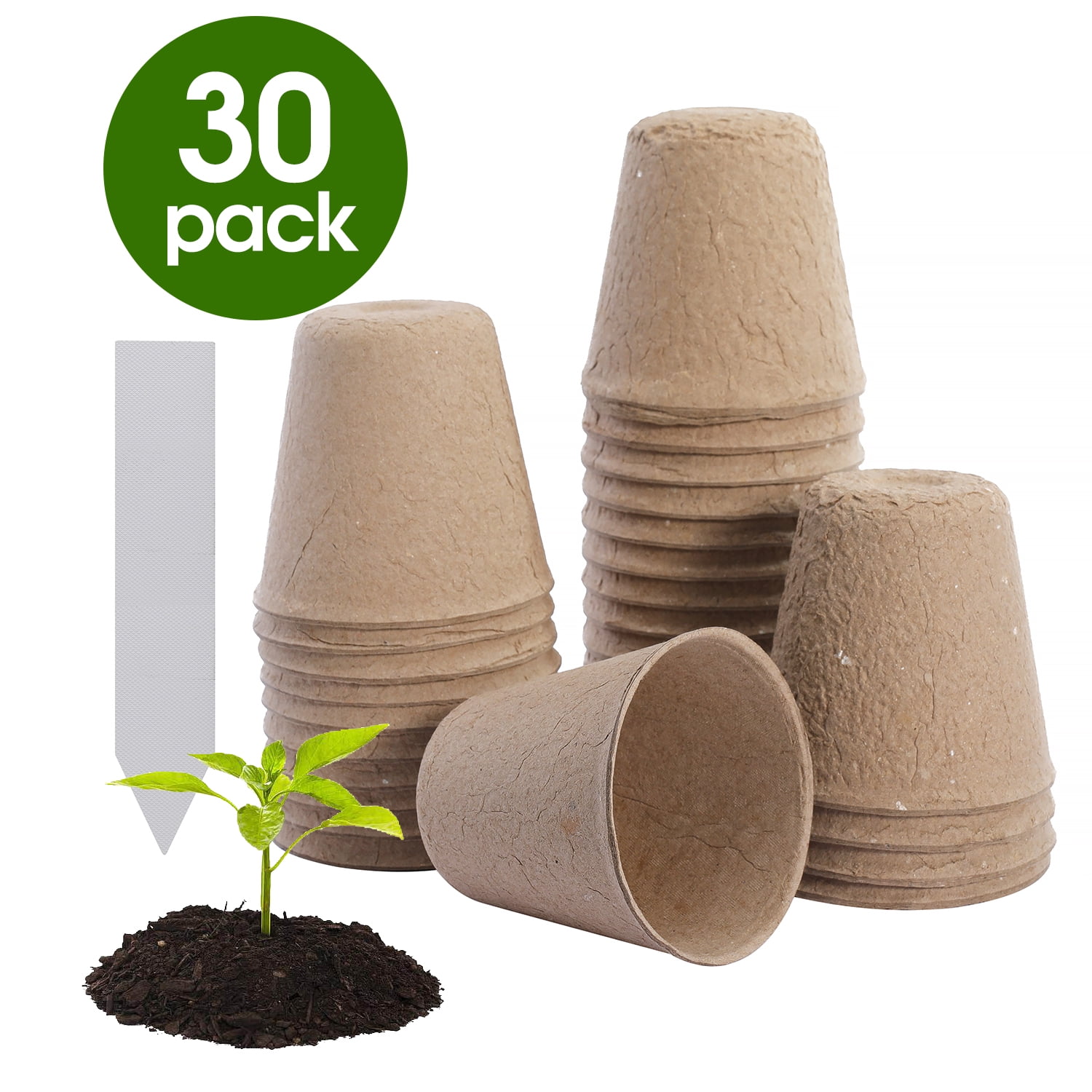 30 Packs Peat Pots Seed Starter Pots 100% Eco-Friendly Biodegradable ...