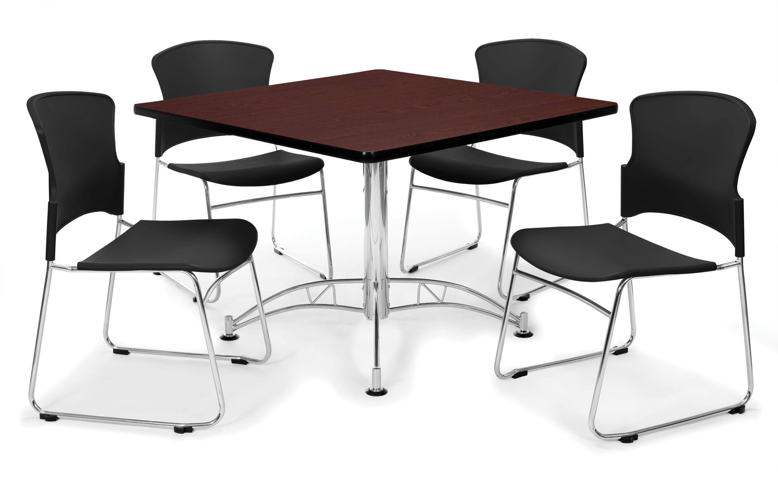 OFM Multi-Use Break Room Package, 42" Square Table with Plastic Stack ...