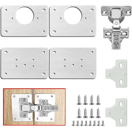 HEIBINThicken Hinge Repair Plate Kit for Cabinet, Rust Resistant Stainless Steel Plate Repair ...