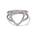 201 Stainless Steel Heart Finger Ring Hollow Wide Ring for Valentine's ...