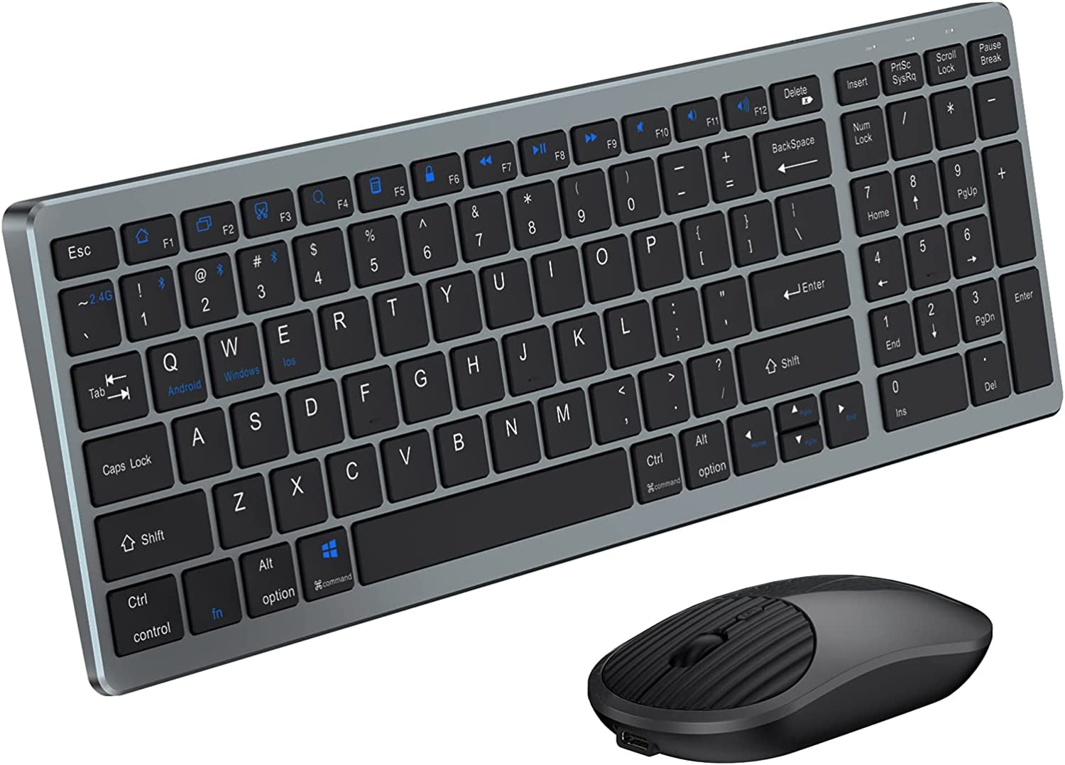 Bluetooth Wireless Keyboard and Mouse ,Ultra Thin Compact Full-Size ...