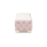Avara Glam and Luxe Light Pink Velvet Fabric Upholstered Gold Finished ...