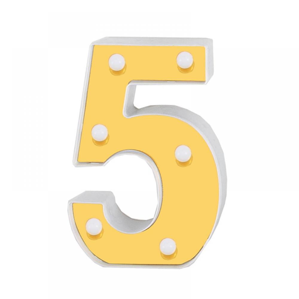 Gold Marquee Letters 5 LED Numbers Light LED Light Up Letters Warm ...