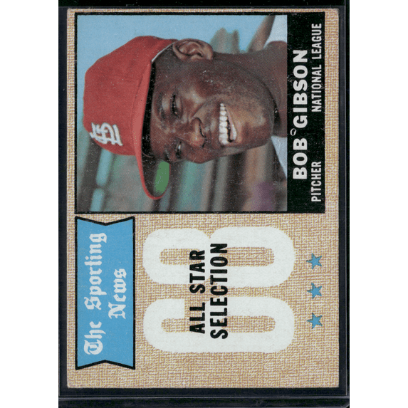 1968 Topps BOB GIBSON #378 All Star Print Snow Light Scratching Light ...