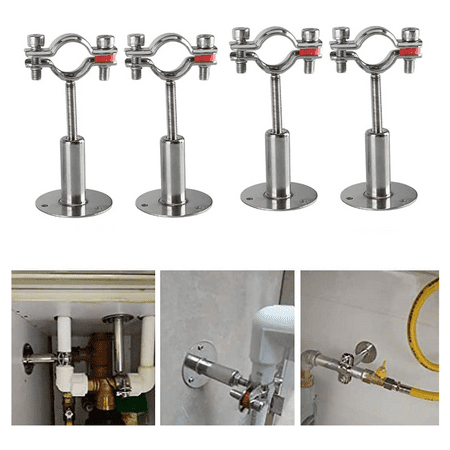 4Pcs Stainless Steel Adjustable Pipe Support Clamps, Wall Mounted Pipe ...