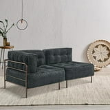 MCombo Modern Faux Fur Removable Cushions Metal Frame Sofa, Grey ...
