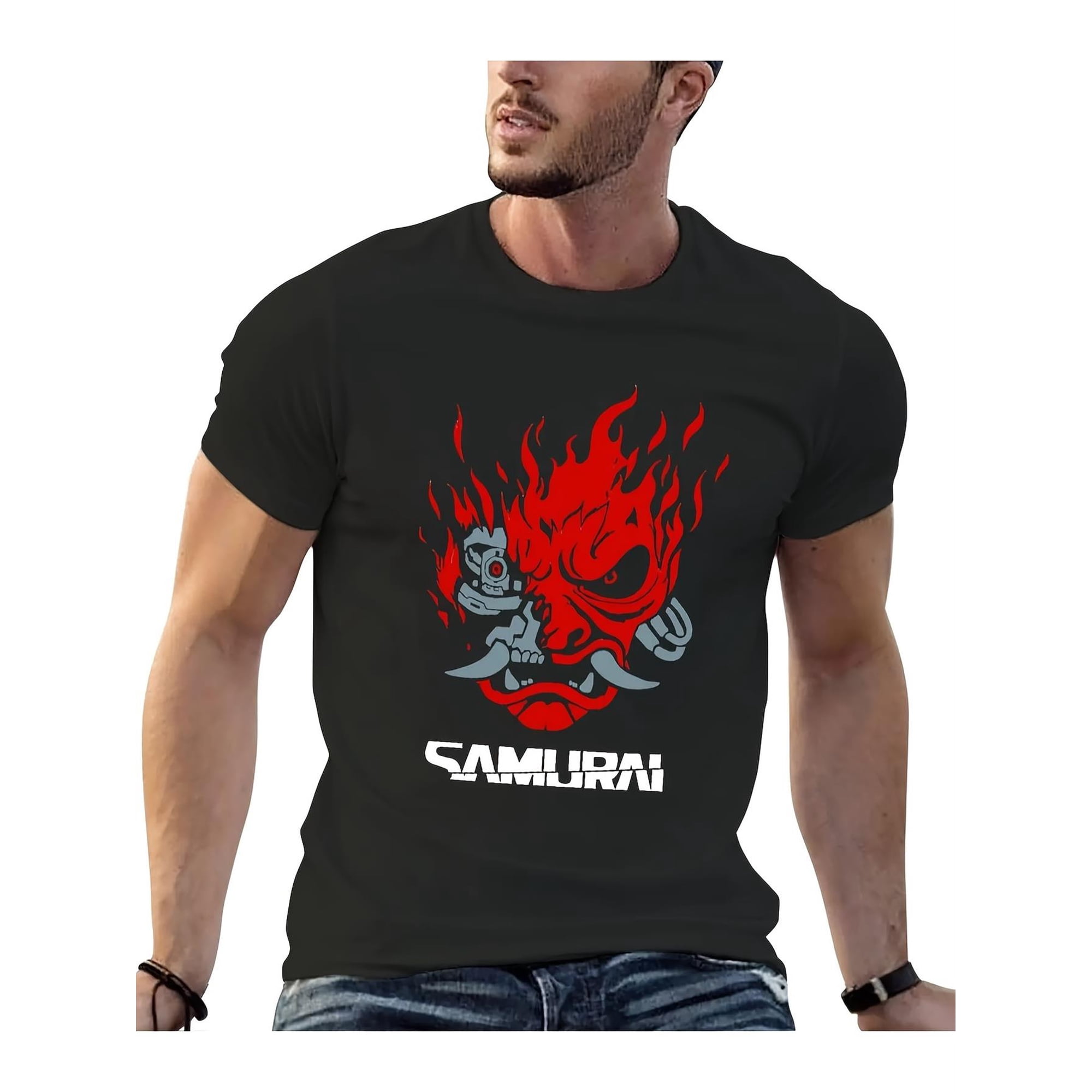 Click here for Yingd T Shirt Mens Vintage Samurai Graphic Black R... prices