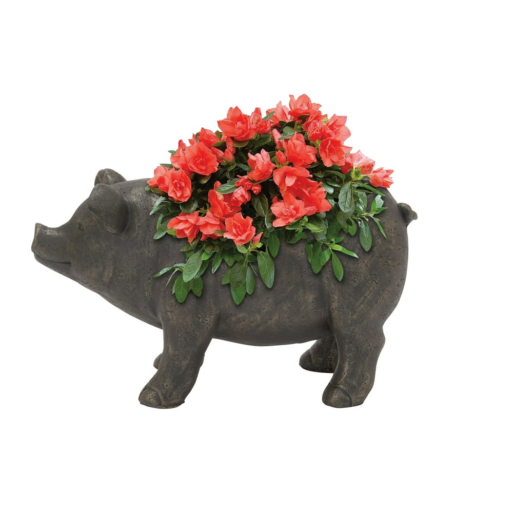 Attractive Polyresin Pig Flower Pot 18"W 10"H - Walmart.com - Walmart.com