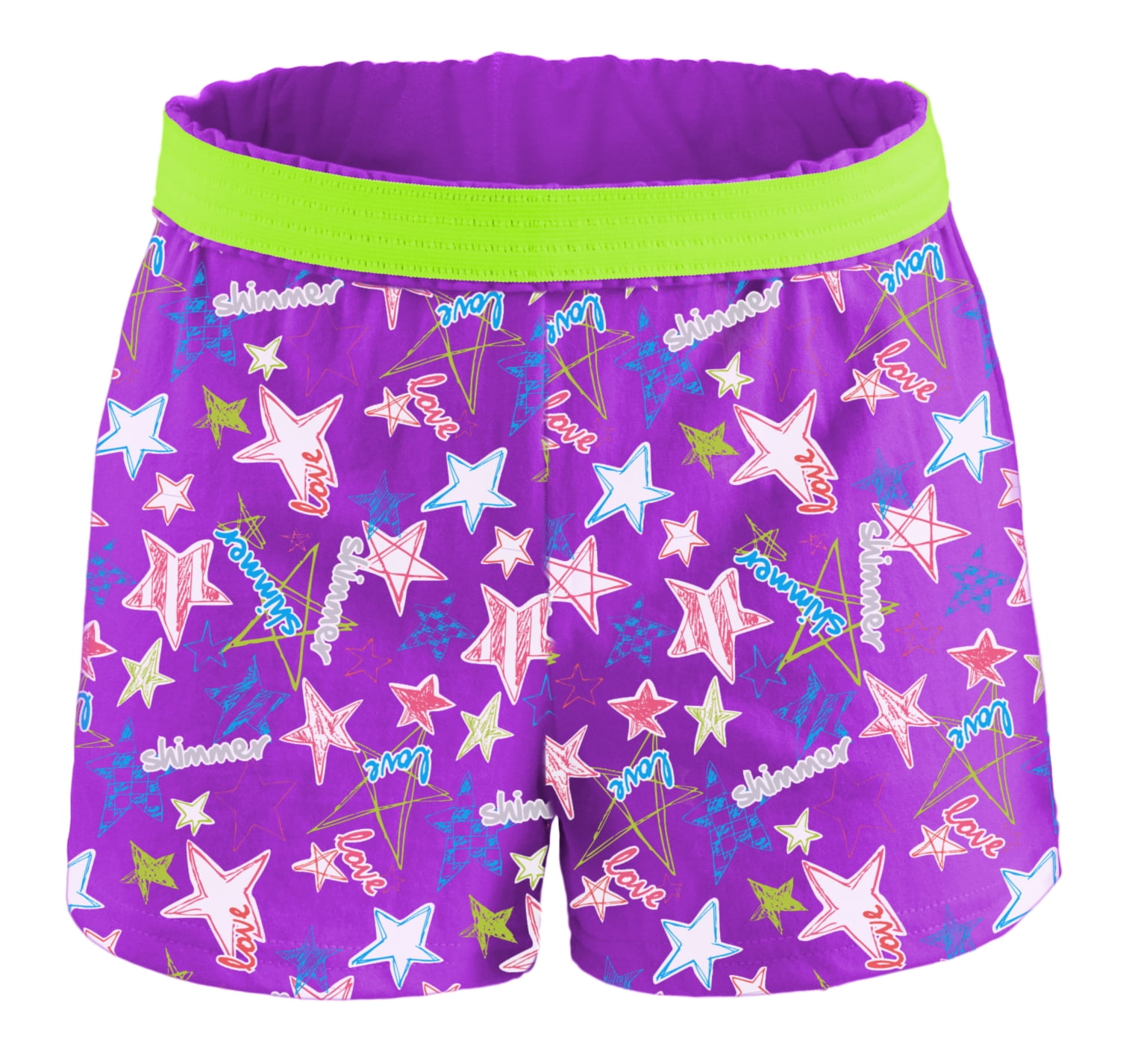 soffe girls' big authentic cheer short, drawn stars/sunwash green ...