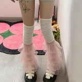 wsevypo Women's Ruffled Lace Patchwork Thigh High Socks with Leg ...