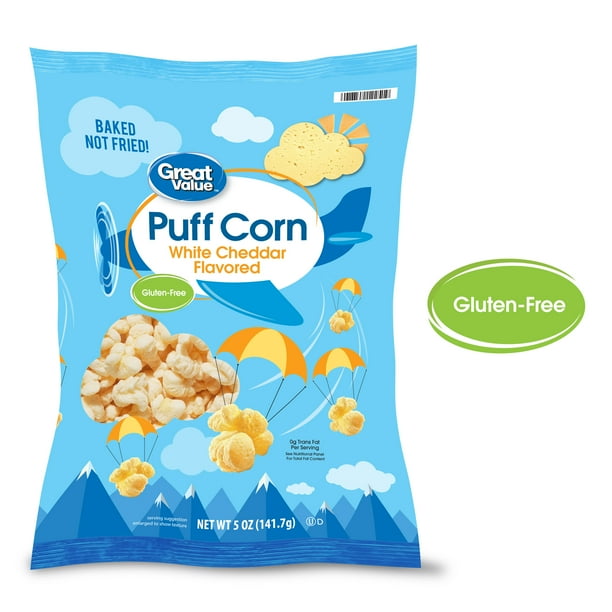 Great Value Gluten-Free White Cheddar Flavored Puff Corn, 5 Oz ...