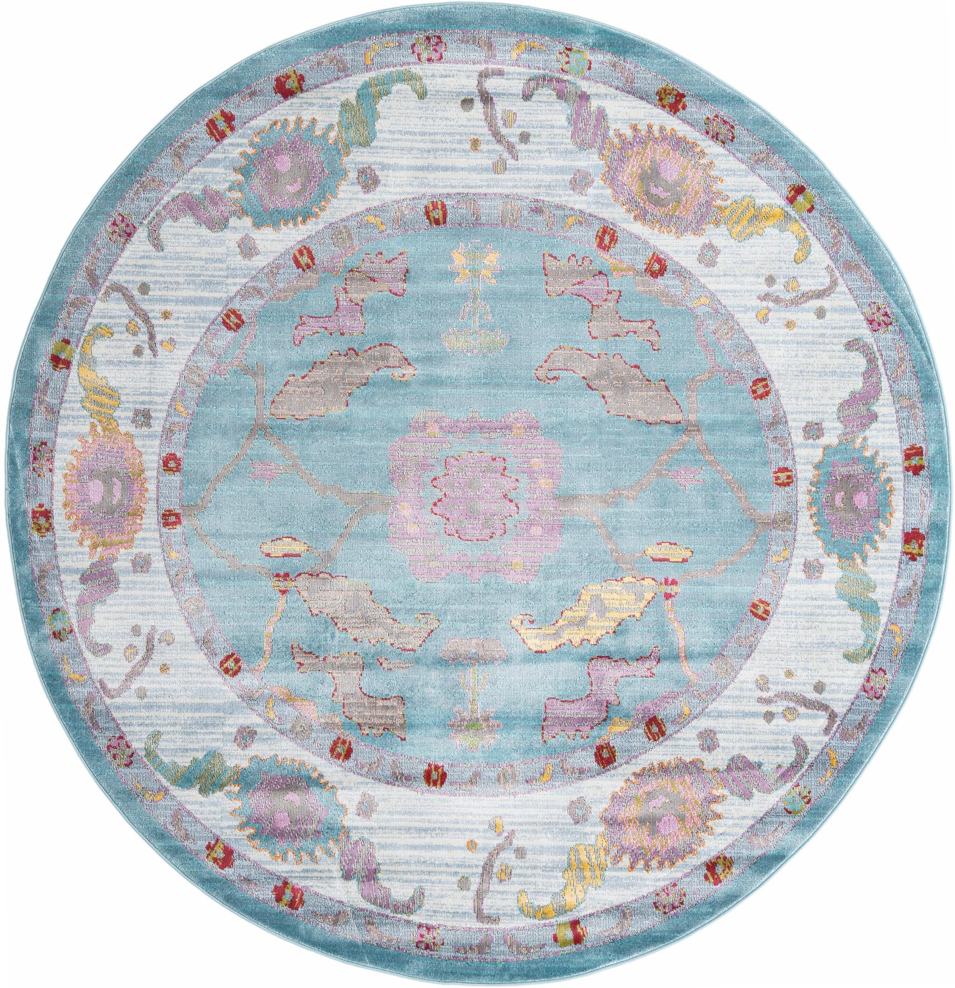 Rugs.com Paragon Collection Rug – 8 Ft Round Aqua Medium-Pile Rug ...