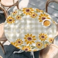 Abstract Sunflower Farm Floral Round Fitted Tablecloth with Elastic ...