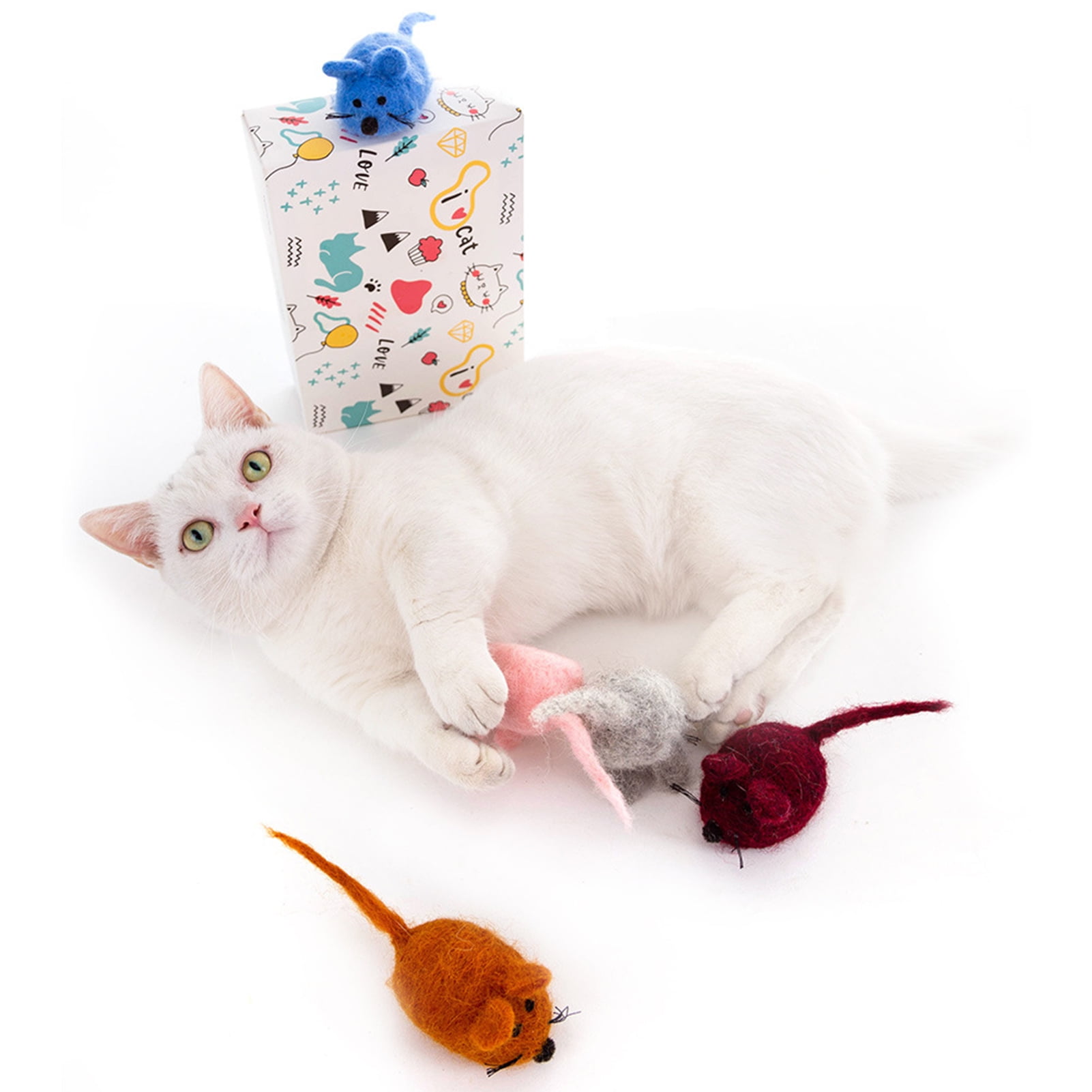 Interactive Cat Toy - Mouse with Furry Tail, Wool Cat Toys for Kitten ...