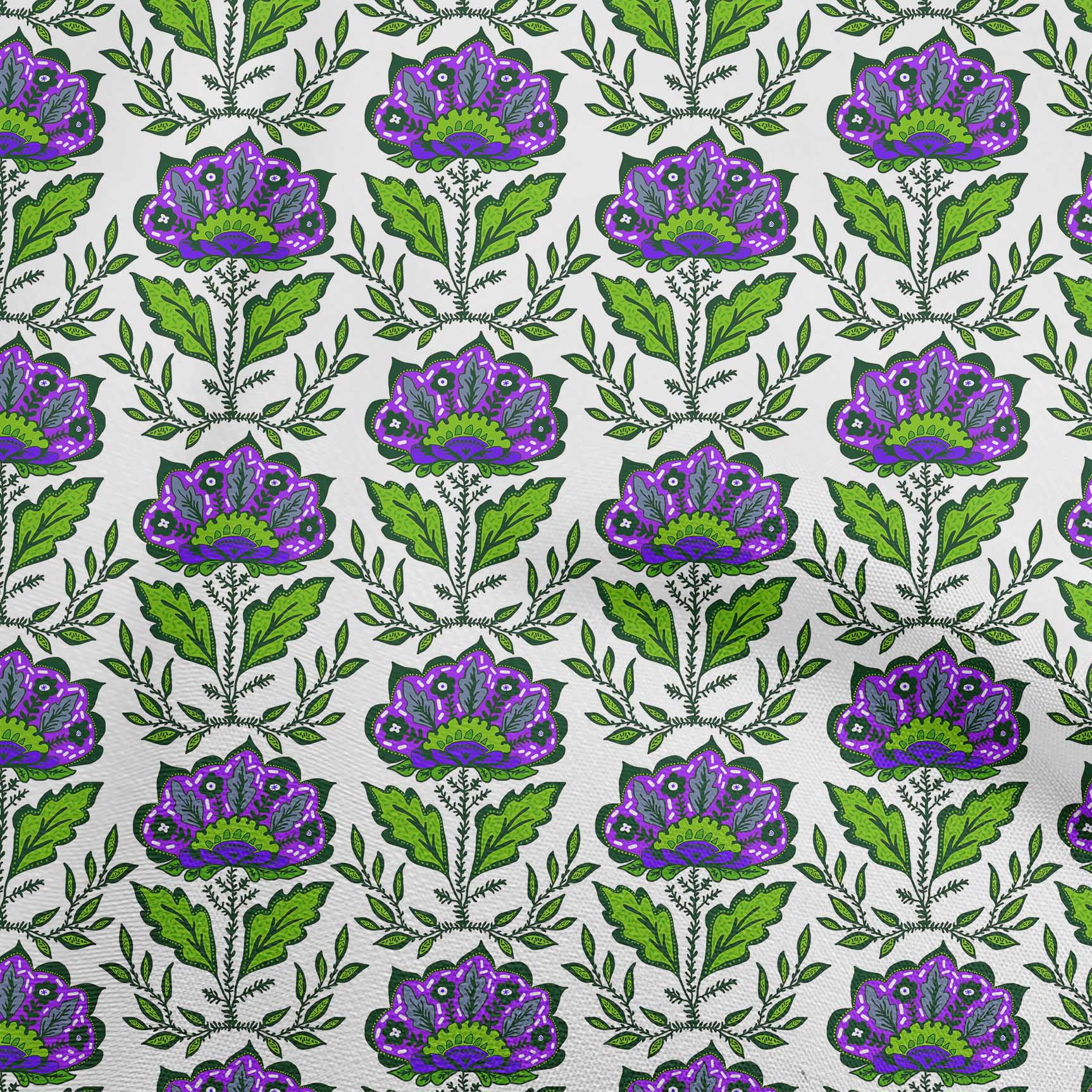 oneOone Cotton Silk Purple Fabric Leaves & Clover Quilting Supplies ...
