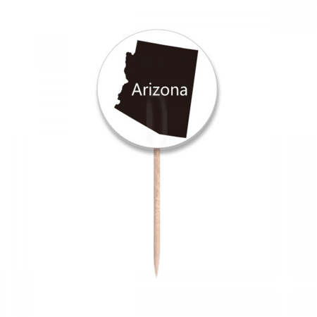 Arizona The United States Of America Map Toothpick Flags Round Labels ...