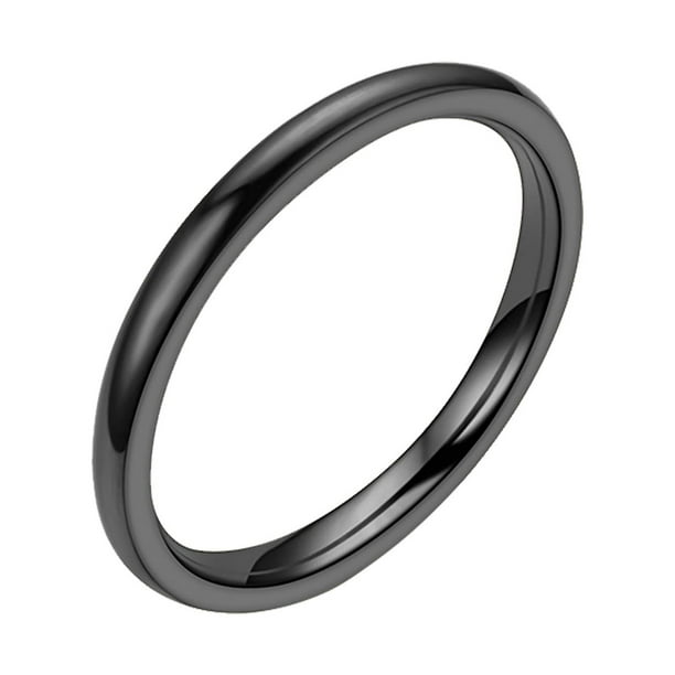 Dengmore Ring Black 2mm Titanium Wedding Band Thumb Ring/Toe Ring Plain ...