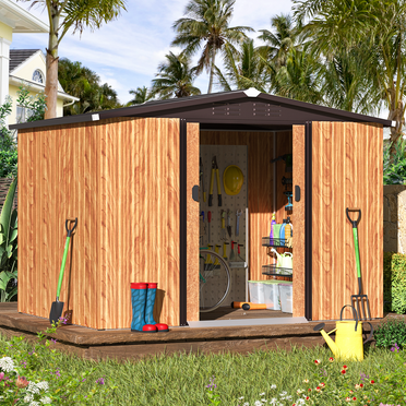 AECOJOY 10'x10' Outdoor Heavy Duty Storage Shed with Lockable Door ...