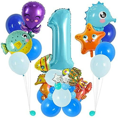 45 Piece Sea World Sea Animal Balloons Set No. 1 Including Seahorse ...