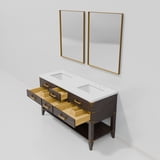 Woodhaven 60 in W x 22 in D Brown Oak Double Bath Vanity, White Quartz ...