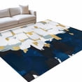 4x6 Blue Oil Painting Area Rug for Living Room, Washable Non Slip Low ...