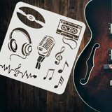 1pc Musical Stencils 30x30cm Music Notes Stencil Plastic Microphones ...