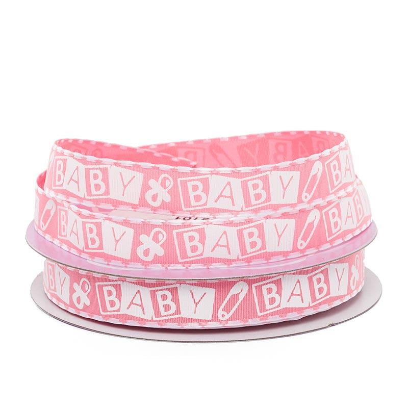5/8" X 25 Yards Pink/White Baby Girl Grosgrain Ribbon by Paper Mart ...
