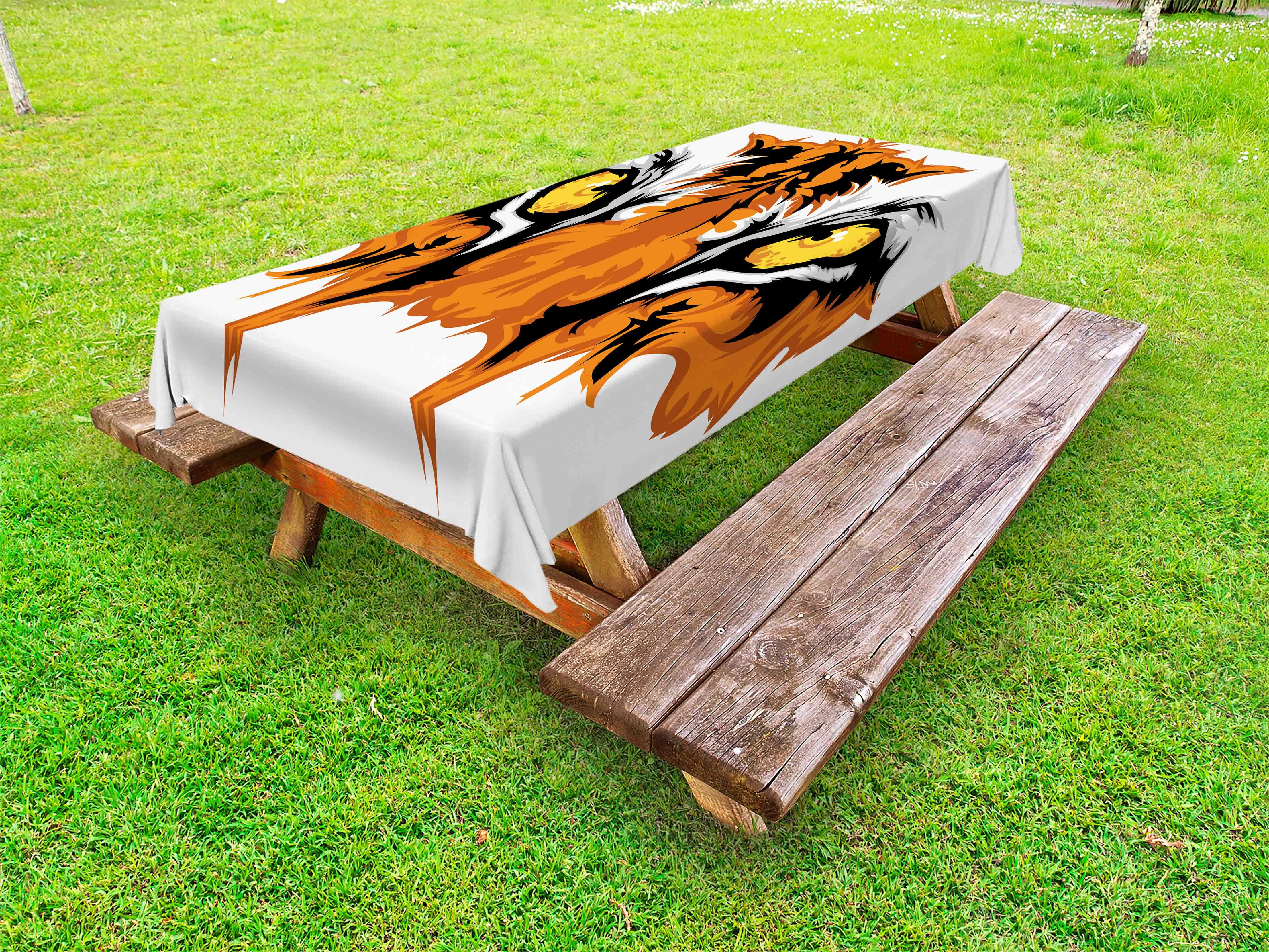 Eye Outdoor Tablecloth, Tiger Eyes Graphic Mascot Animal Face Bengal ...