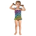 Colored Zebra Pattern Girls' One-Piece Swimsuit Bowknot Tie Shoulder ...