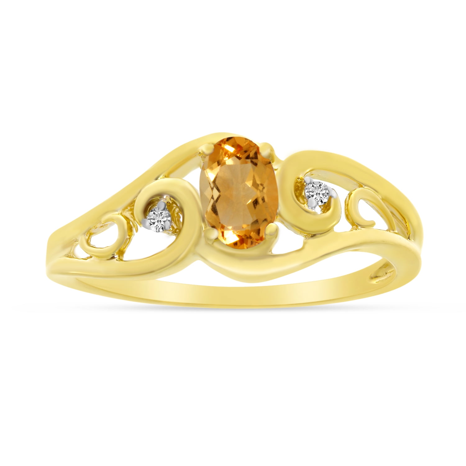 Direct-Jewelry - 14k Yellow Gold Oval Citrine And Diamond Ring ...