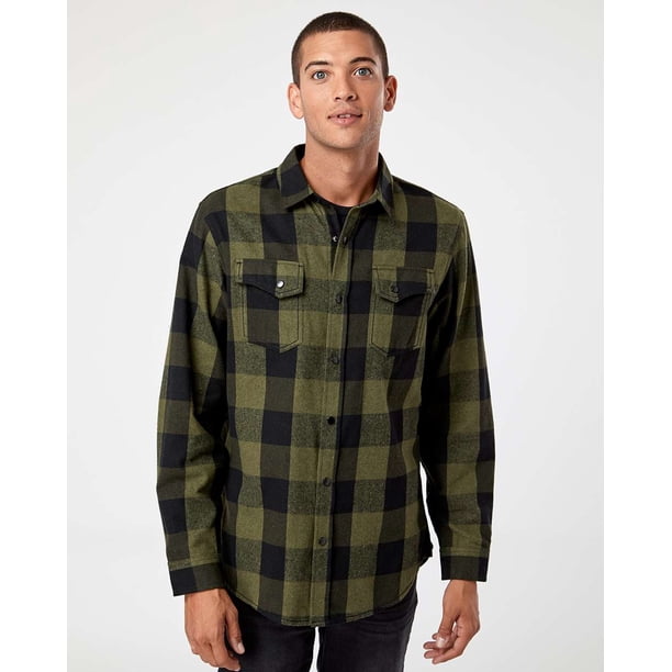 Burnside Snap Front Long Sleeve Plaid Flannel Shirt - Walmart.com