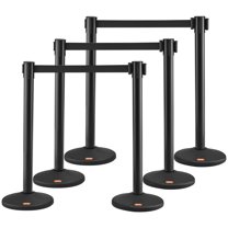 Costway 6Pcs Stanchion Posts Queue Pole Retractable 3 Velvet Ropes with ...