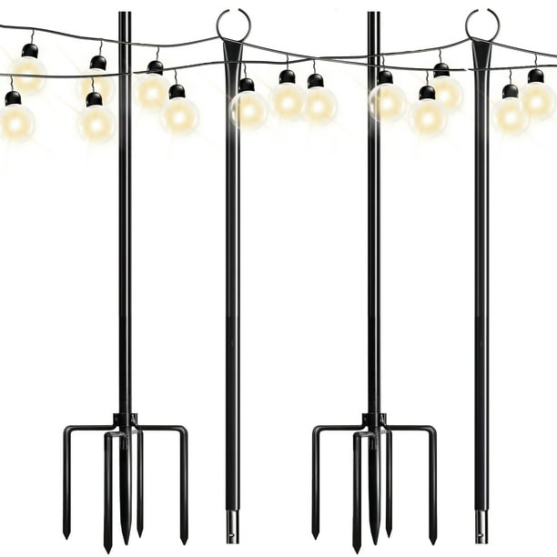Walensee String Light Poles with Hook, 9.4FT Lights Hanger with 5-Prong ...