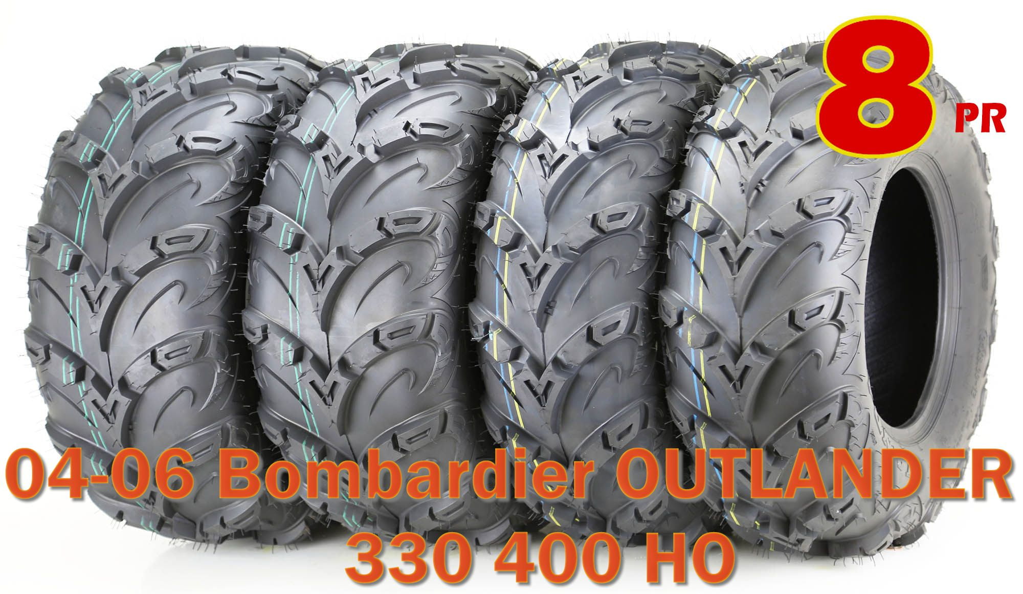 Full Set 04-06 Bombardier OUTLANDER 330 400 HO Tires 25X8X12 25X10X12 ...