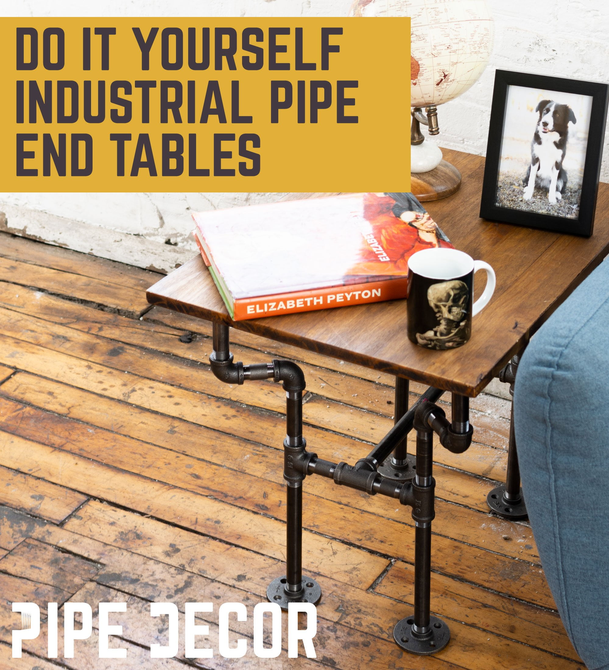 Industrial Streetlights End Table Leg Set Dark Grey Black Steel Metal Pipes by Pipe Decor Walmart