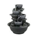 4-Tier LED Light Tabletop Water Fountain, Small Desk Waterfall for Home ...