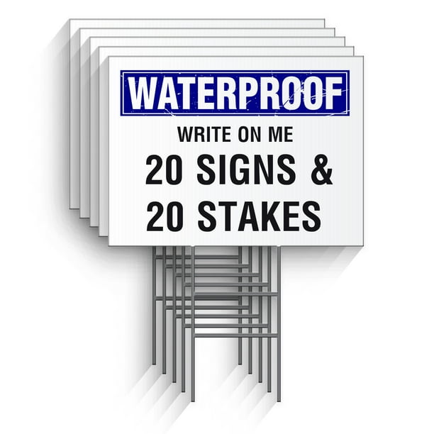 Yard Signs 20 White Signs blank 18''x24'' x 4mm corrugated plastic & 20 ...