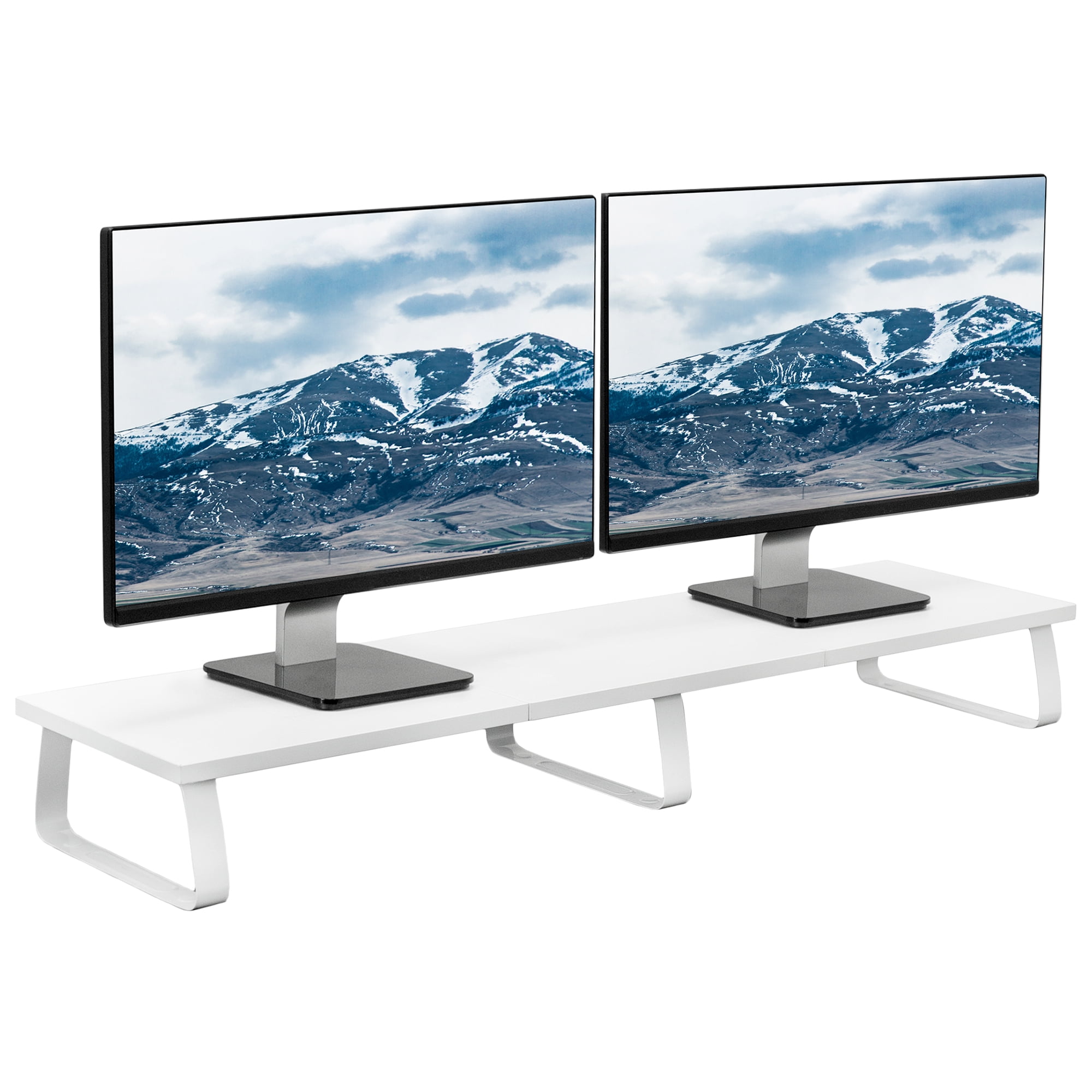 VIVO White Wood 39" Wide Desktop Stand Ergonomic TV Monitor Riser Desk ...