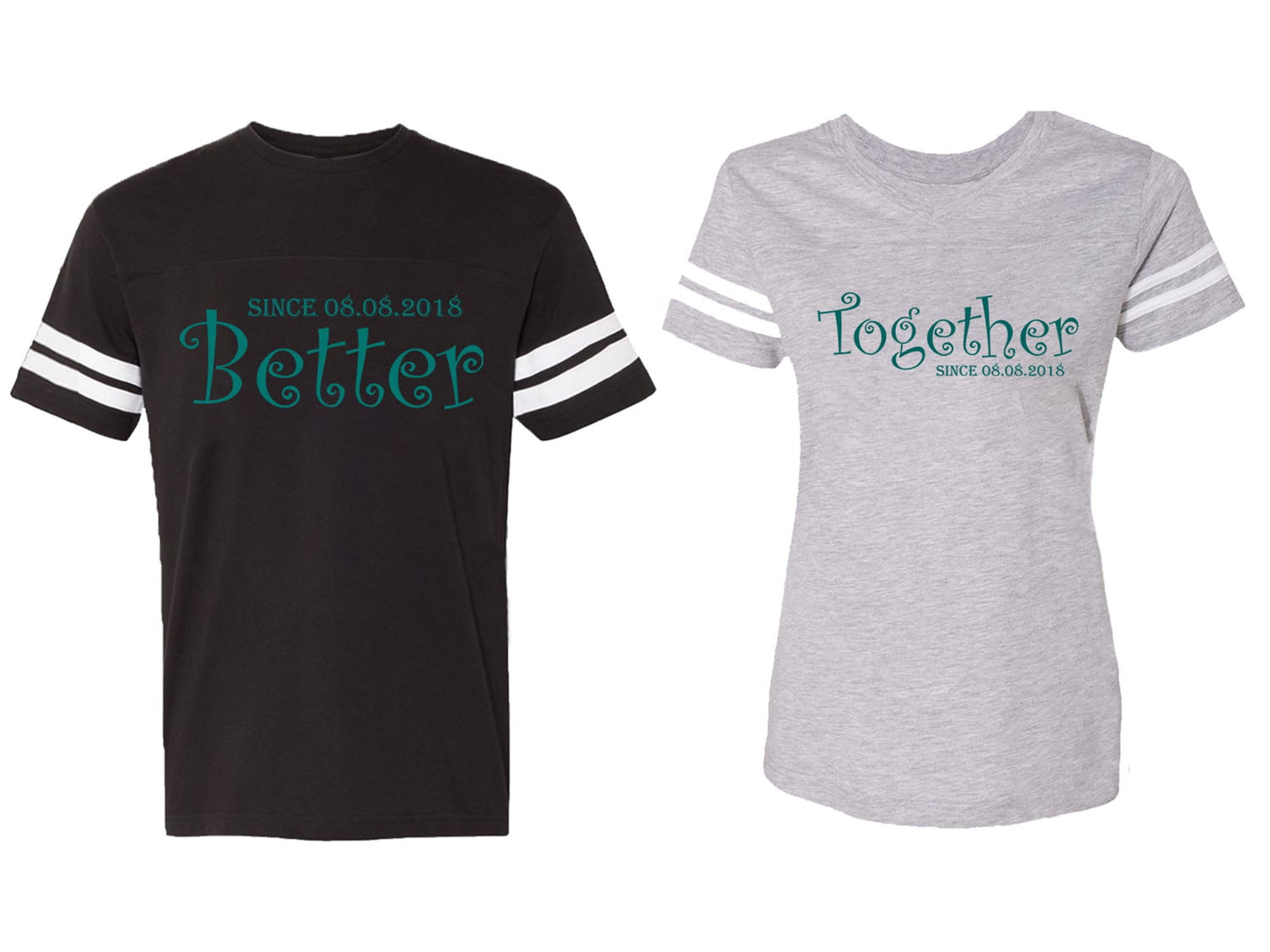 Better Together Matching Couple Cotton Jerseys (Men Black / Women ...