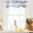 Abstract Art Tie Up Valance Curtains Blue White Brown Color Block ...