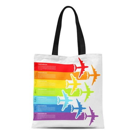 HATIART Canvas Tote Bag Travel Rainbow Airplanes Flight Airline ...